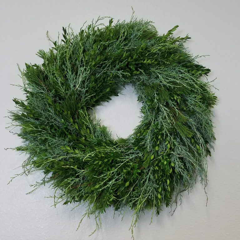 Boxwood & Evergreen Round Wreaths - Alpha Fern